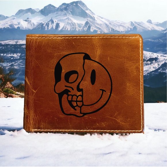 Texan Customs | Bags | Skull Smiley Face Leather Wallet Bifold 0 ...